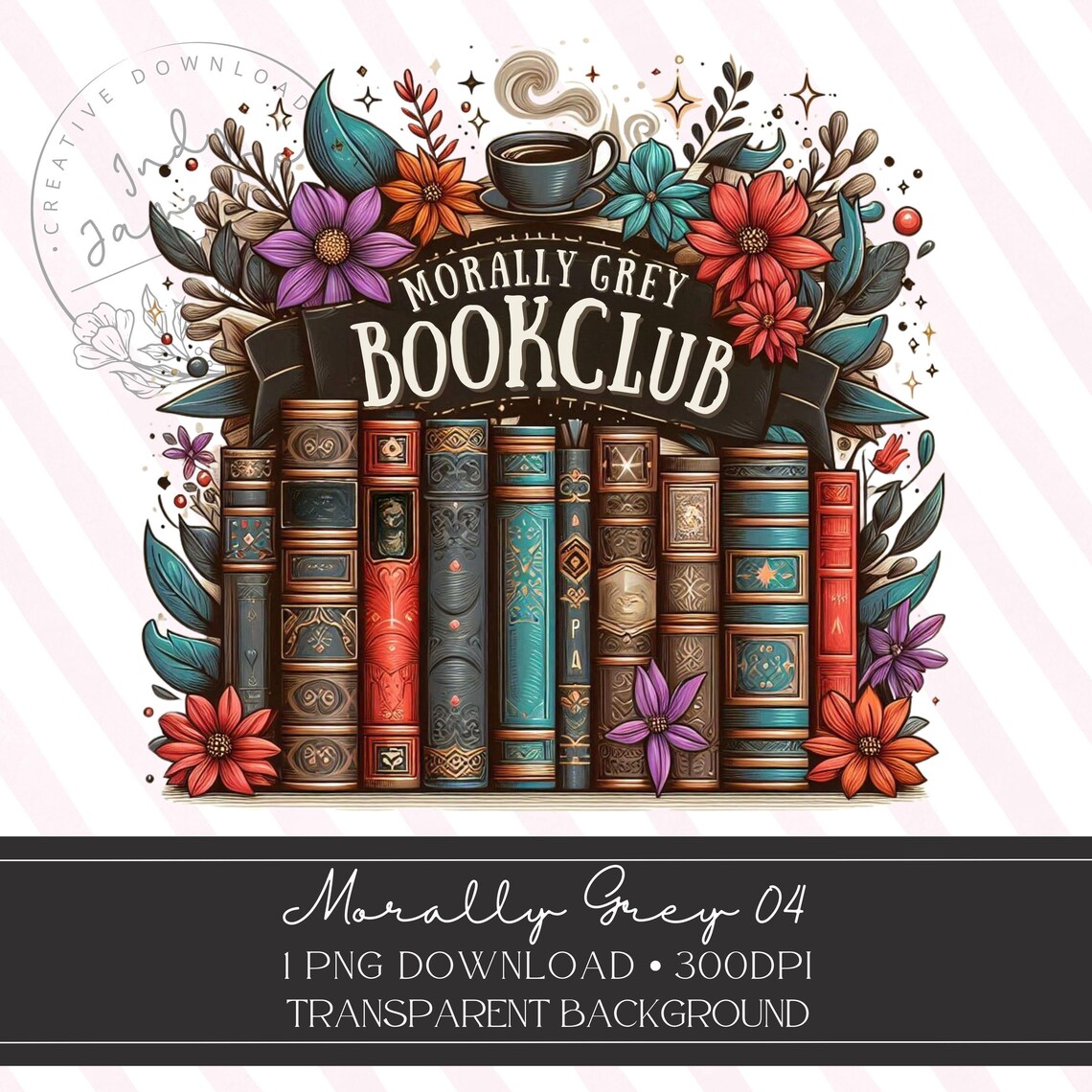Vintage Row of Books Morally Grey Literature High Quality PNG Digital ...