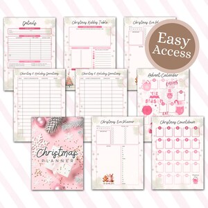 Pink Christmas Planner Canva Download Festive Pink Holiday Organizer ...