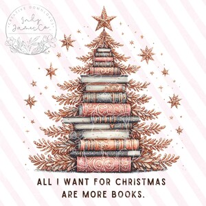 Festive Ornate All I Want for Christmas Are More Books Sparkly Stack of ...