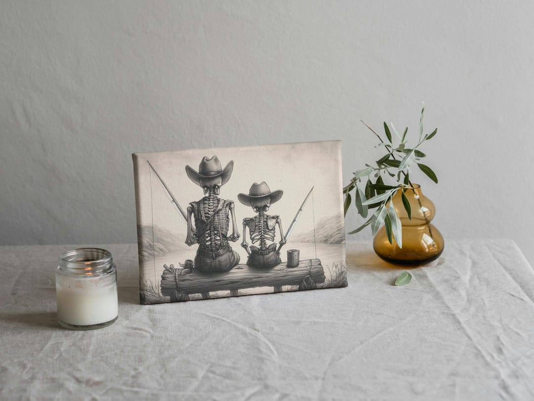 Inspiring Father Son Cowboy Skeletons Fishing | Cowboy Skeleton ...