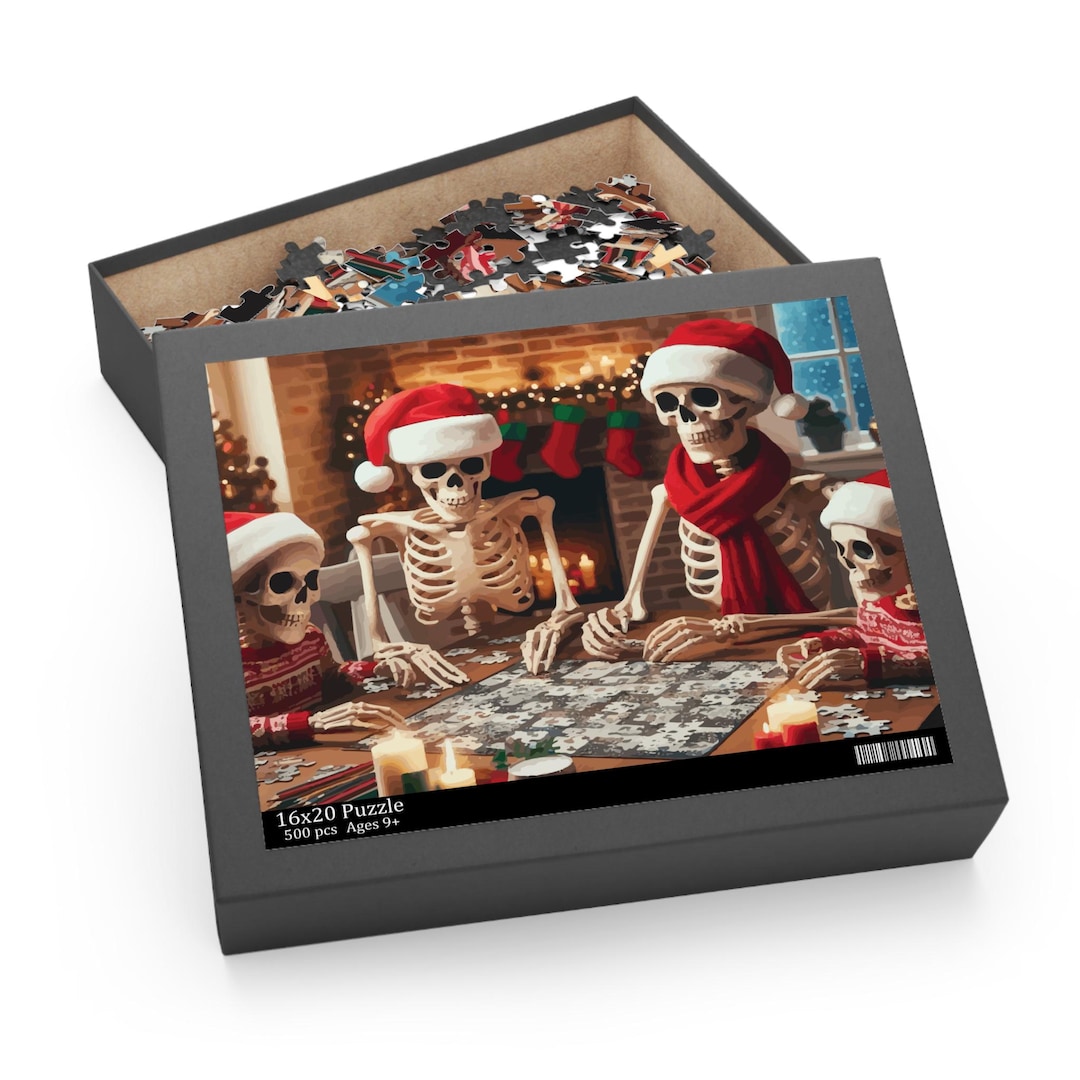 Festive Santa Skeleton Puzzle, Christmas Skeletons Working on a ...