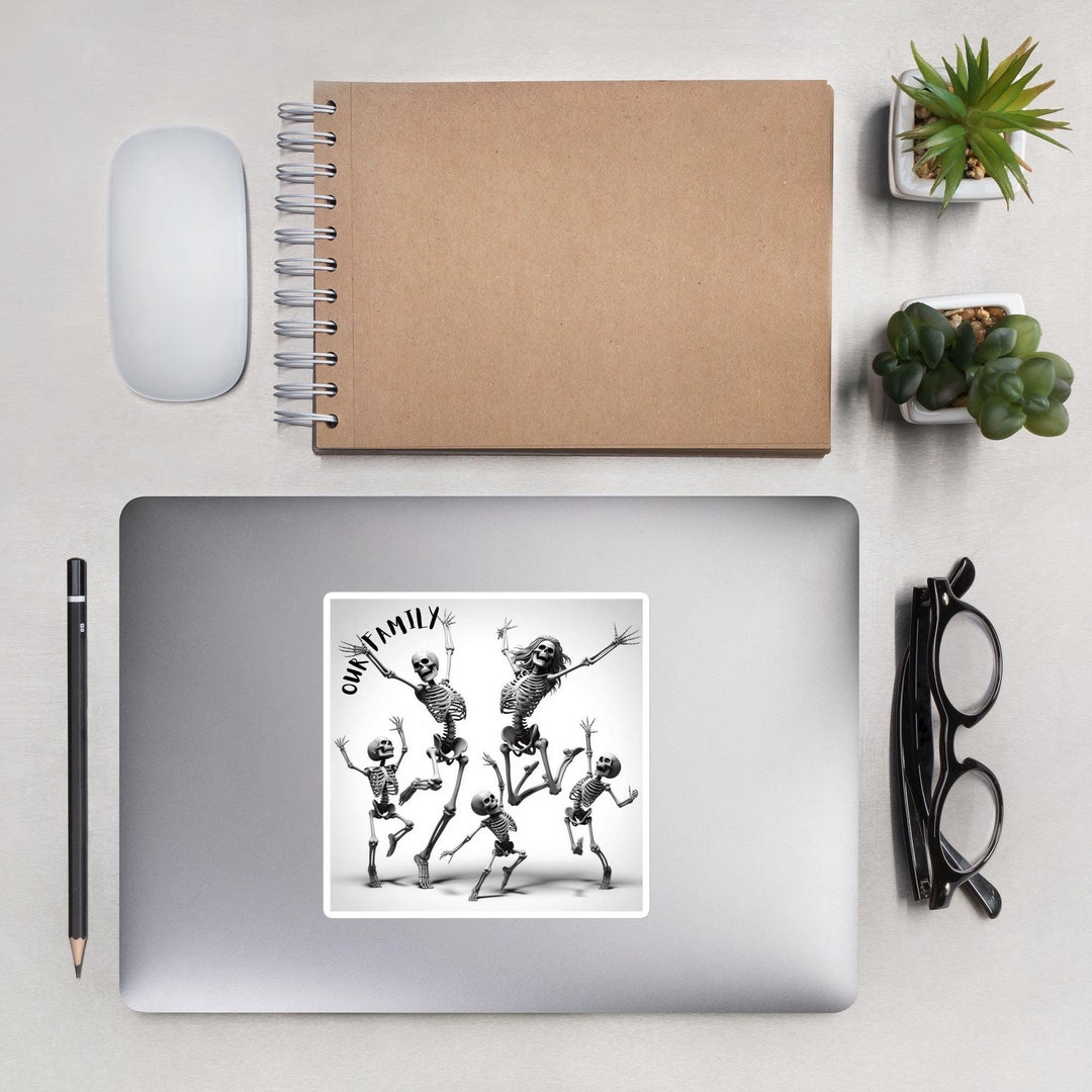 Funny Skeleton Family of 5 Sticker Decal, Parents and 3 Children ...