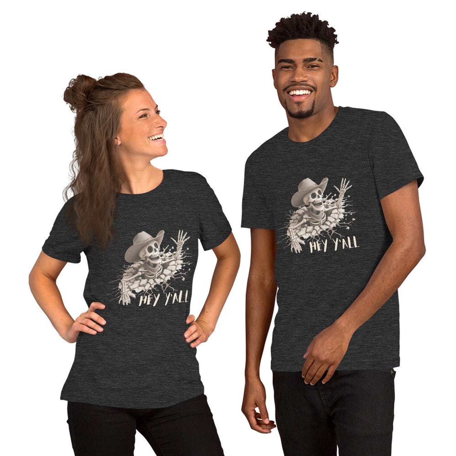 Cute Cowboy Skeleton Unisex T-shirt, Hilarious Skull With Cowboy Hat ...