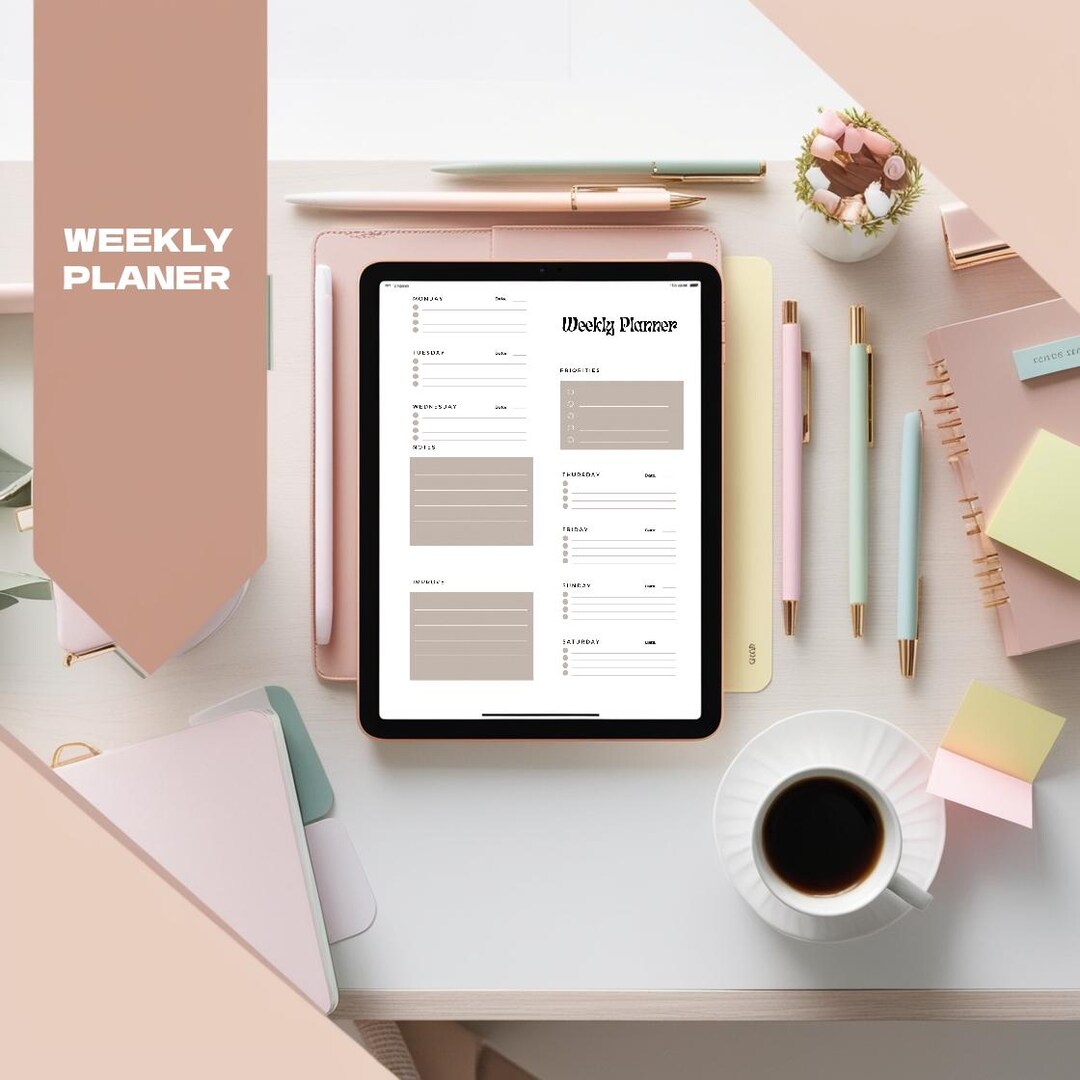 Minimalist Weekly Planner Printable PDF for Daily Task Tracking ...