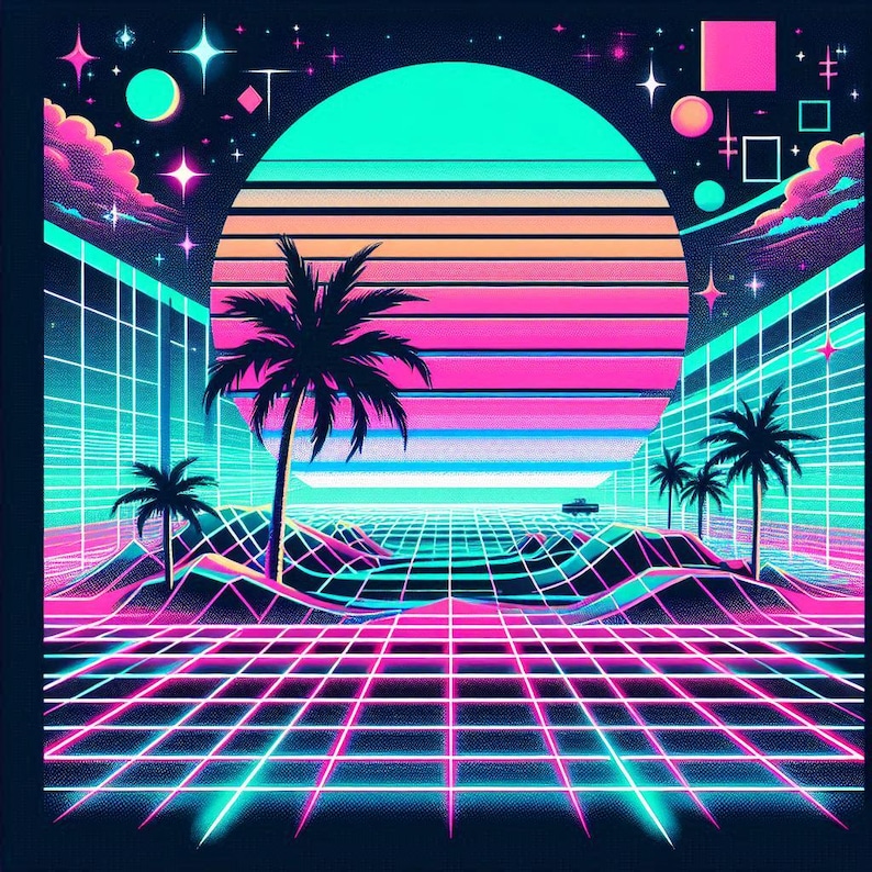 102 Retro 80's Neon Vaporwave Design T-shirt Design Bundle - Etsy
