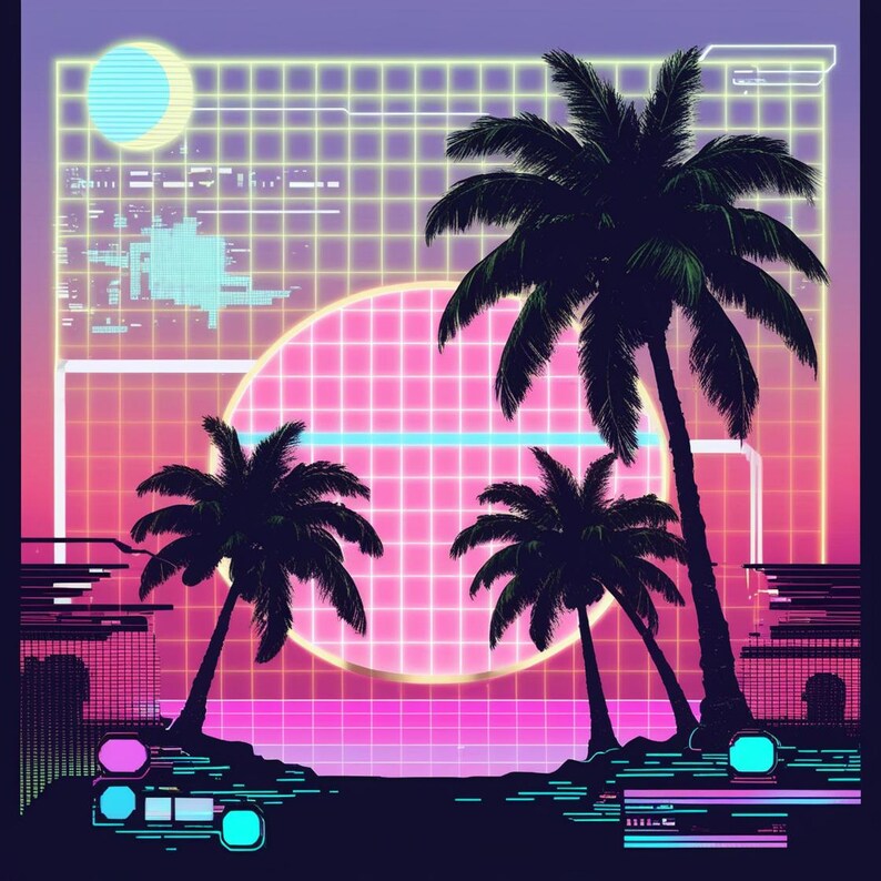 102 Retro 80's Neon Vaporwave Design T-shirt Design Bundle - Etsy