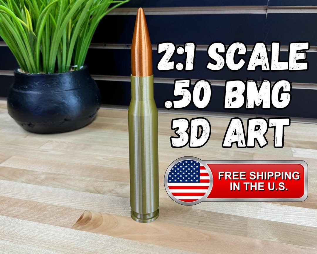 2:1 Scale .50 BMG Replica Model 3D Bullet Art Sculpture, Desk Ornament ...
