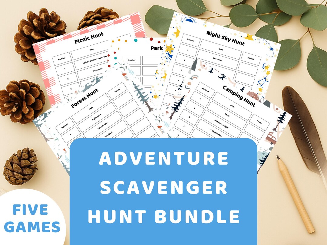 Kids Adventure Scavenger Hunt Bundle: Camping, Park, Forest Printable ...