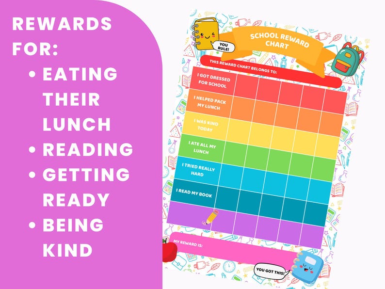 Printable School Reward Chart for Kids - Fun Rainbow Behaviour Chart ...