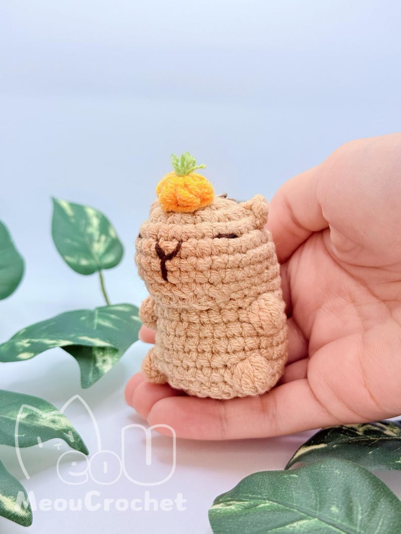 Handmade Capybara Wearing Fruits Amigurumi Crochet Keychain | Funny ...