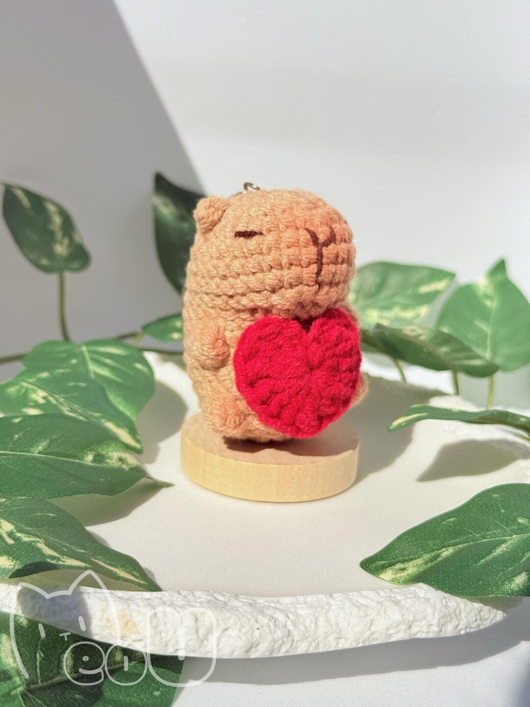 Handmade Heart Capybara Crochet Keychain Amigurumi | Cute Crochet ...