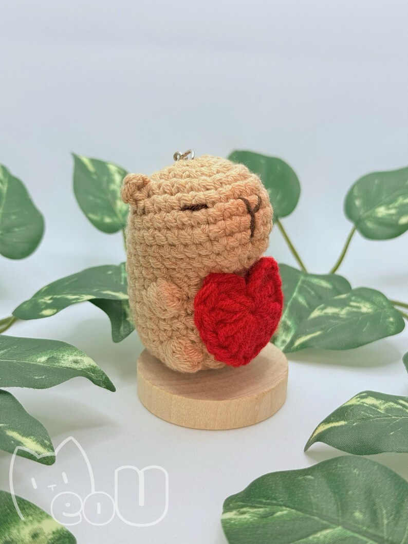 Handmade Heart Capybara Crochet Keychain Amigurumi Cute Capybara ...