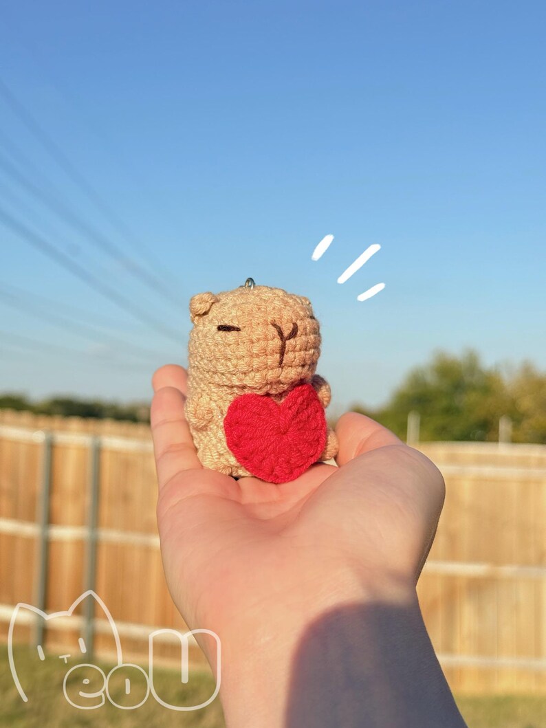 Handmade Heart Capybara Crochet Keychain Amigurumi Cute Capybara ...