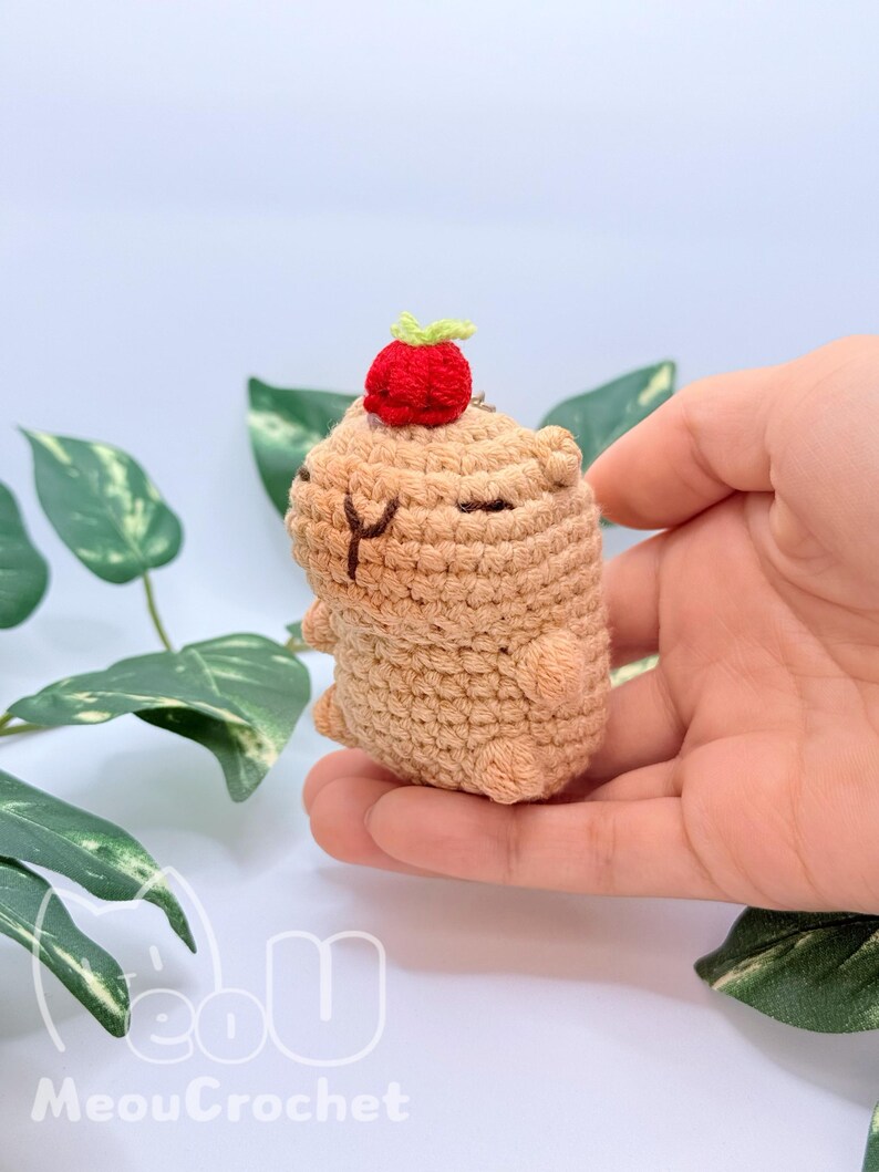 Handmade Capybara Wearing Fruits Amigurumi Crochet Keychain | Funny ...