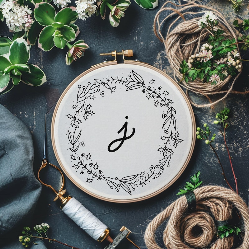 Letter J Embroidery - Etsy