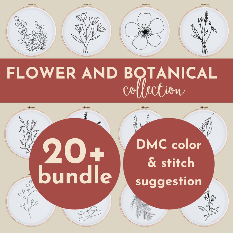 Botanical Embroidery Patterns - Etsy