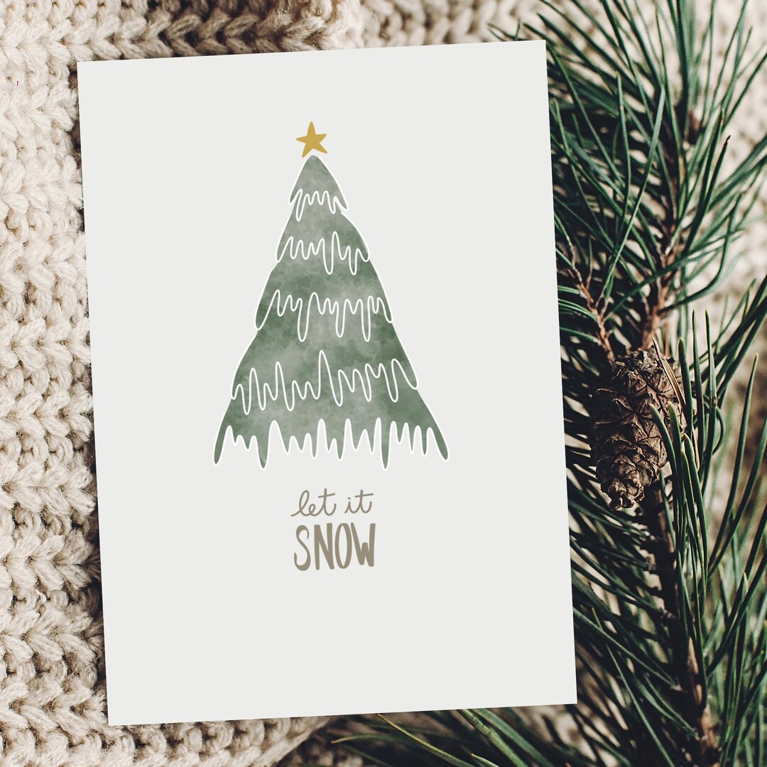Let It Snow PRINTABLE CHRISTMAS CARD Digital Christmas Tree Card Pdf ...