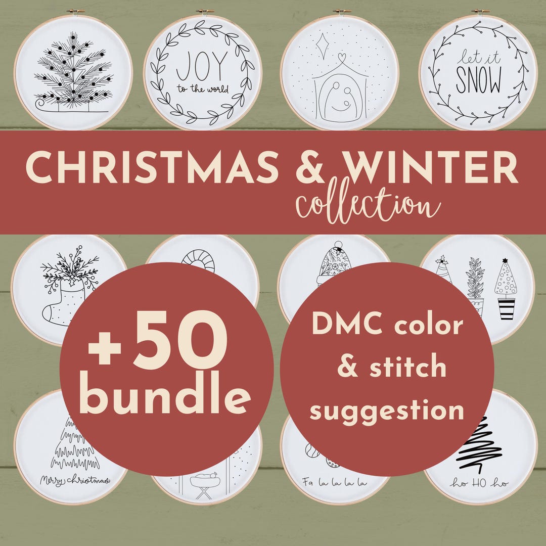 50+ Christmas Hand Embroidery Designs: Holiday Patterns, DMC Color ...