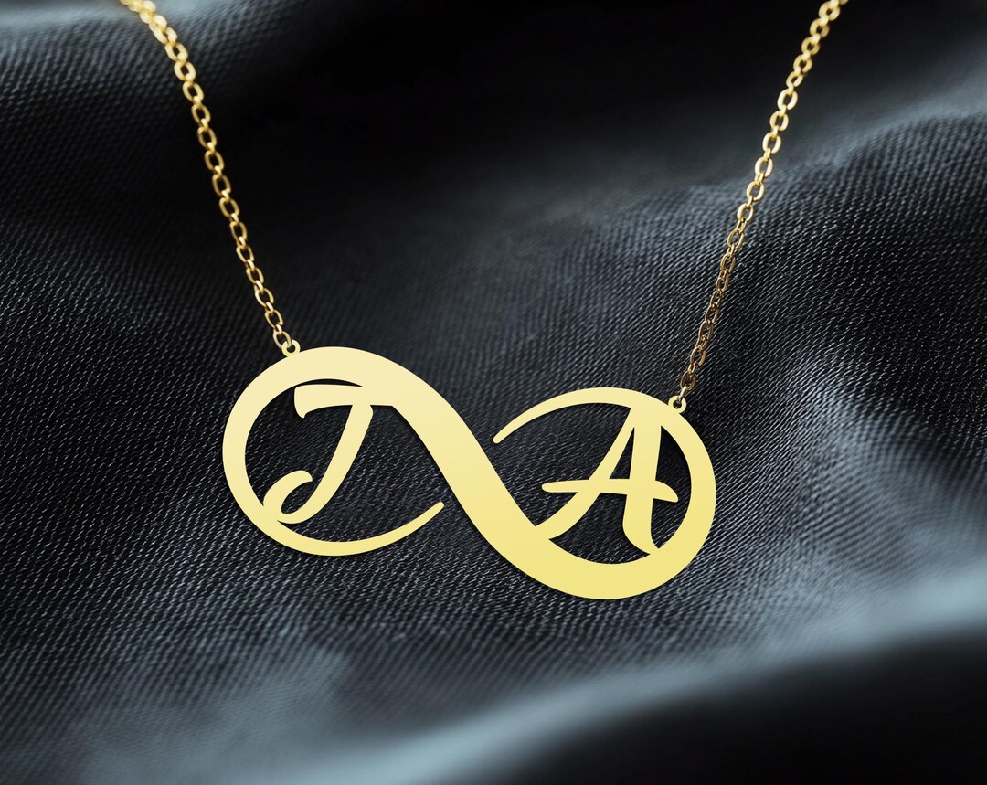 Custom Infinity Necklace With Initials Gold Plated Infinity Pendant for ...