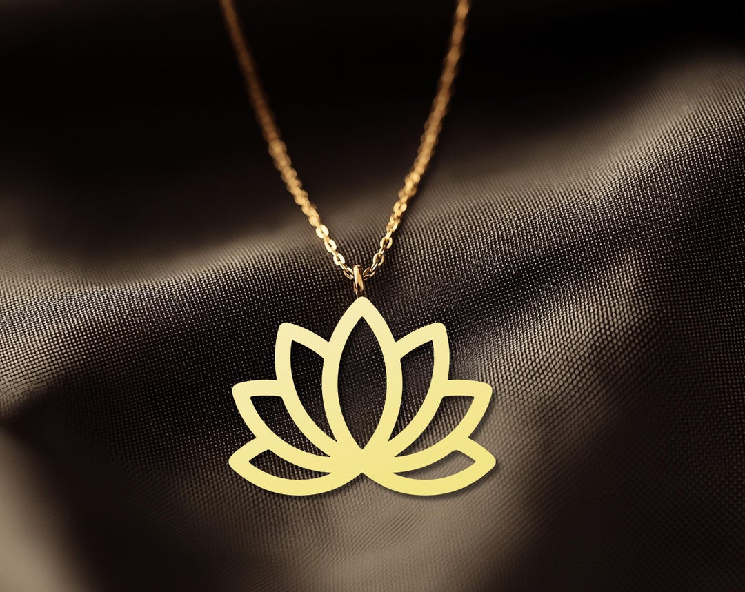 Lotus Flower Necklace - Gold Plated Lotus Pendant - Minimalist Nature ...