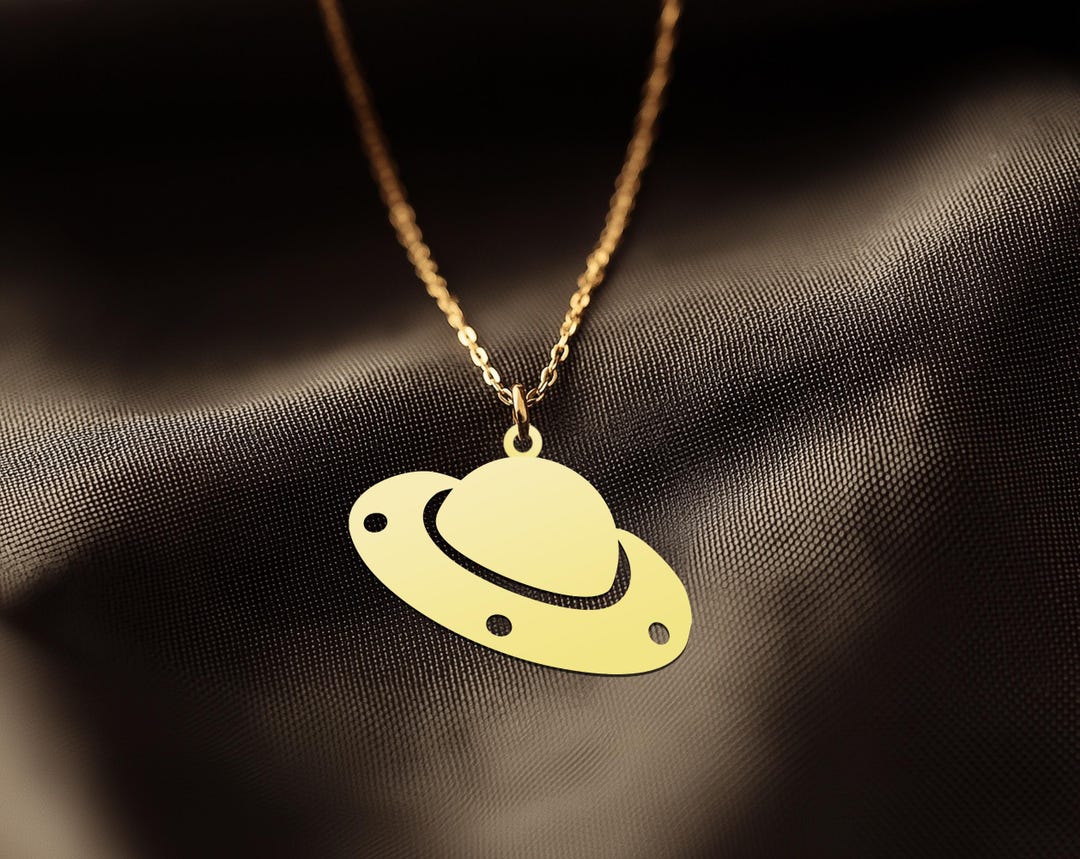 UFO Necklace | Sci-fi Inspired Minimalist Jewelry | Gold Plated UFO ...