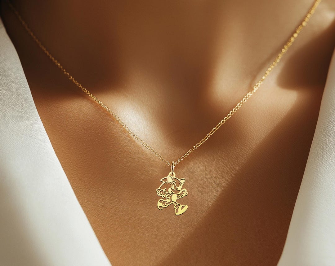 Gold Plated Sonic Pendant Sonic Outline Jewelry Beautiful Necklace for ...