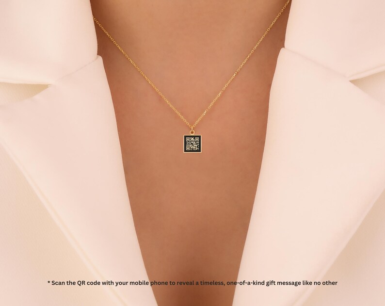 Custom QR Code Necklace - Unique Digital Message Pendant - Eternal ...