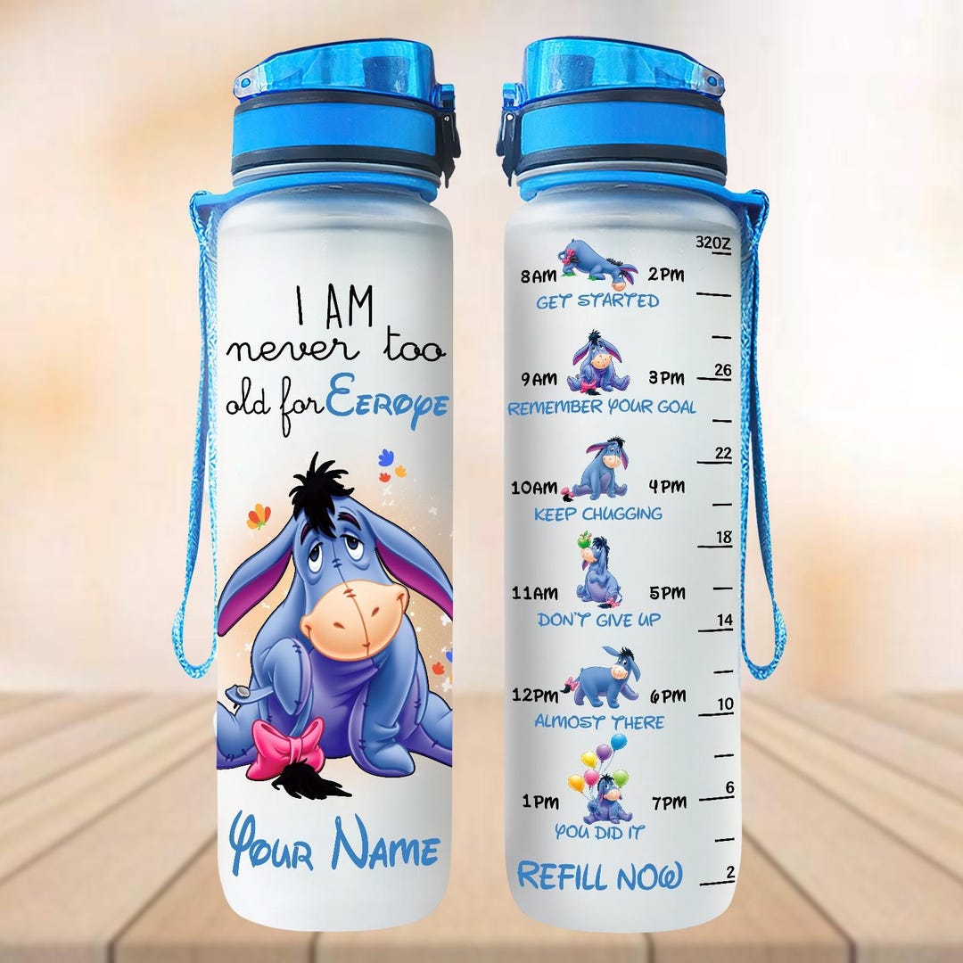 Custom Eeyore Water Tracker Bottle, Winnie the Pooh 32pz Water Bottle ...
