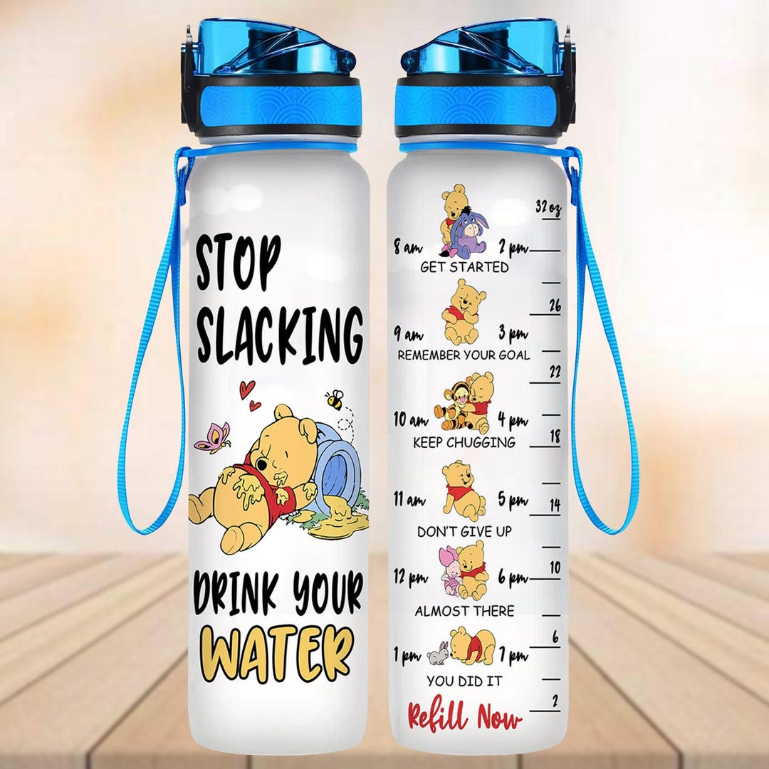 Custom Winnie the Pooh 32oz Water Tracker Bottle, Disney Trip Drink ...
