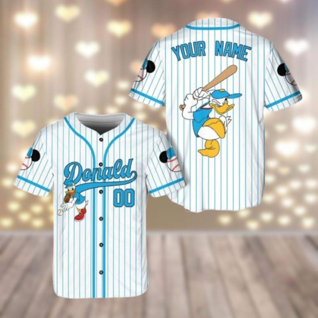 Custom Donald Duck Baseball Jersey, Disney Duck Baseball Shirt, Disney ...