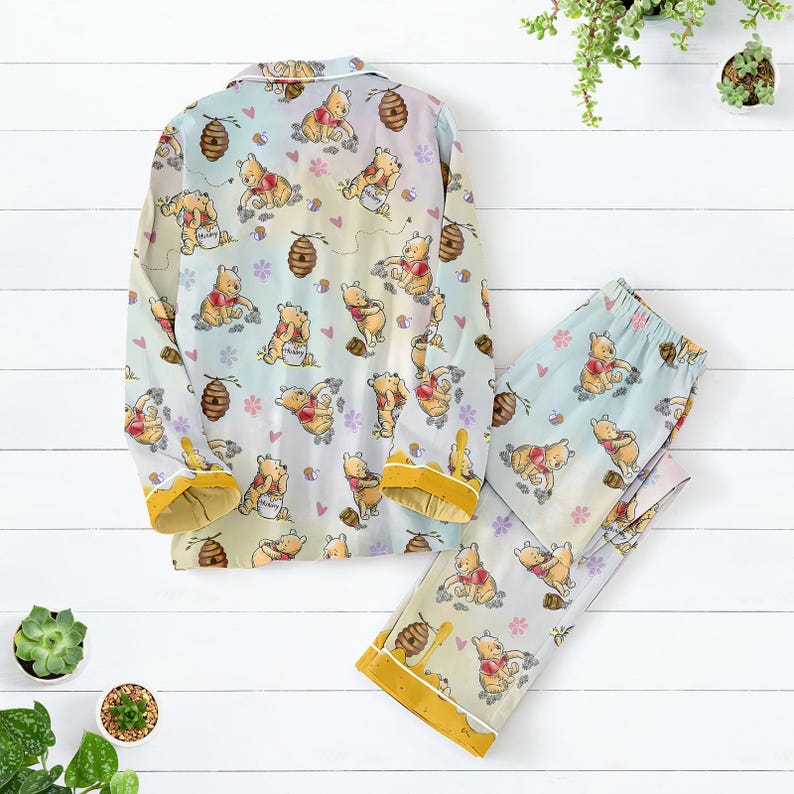 Retro Pooh With Honey Pajamas Set, Winnie the Pooh Women Pajamas ...