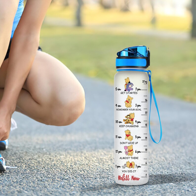 Custom Winnie the Pooh 32oz Water Tracker Bottle, Disney Trip Drink ...