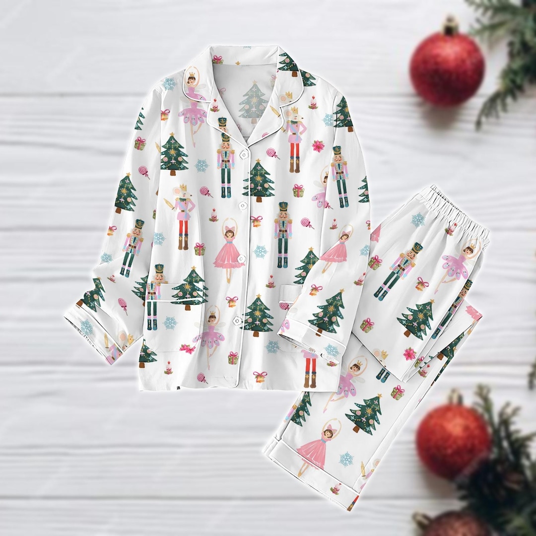 Nutcracker Christmas Pajamas Set, Christmas Tree Holiday Pajamas ...