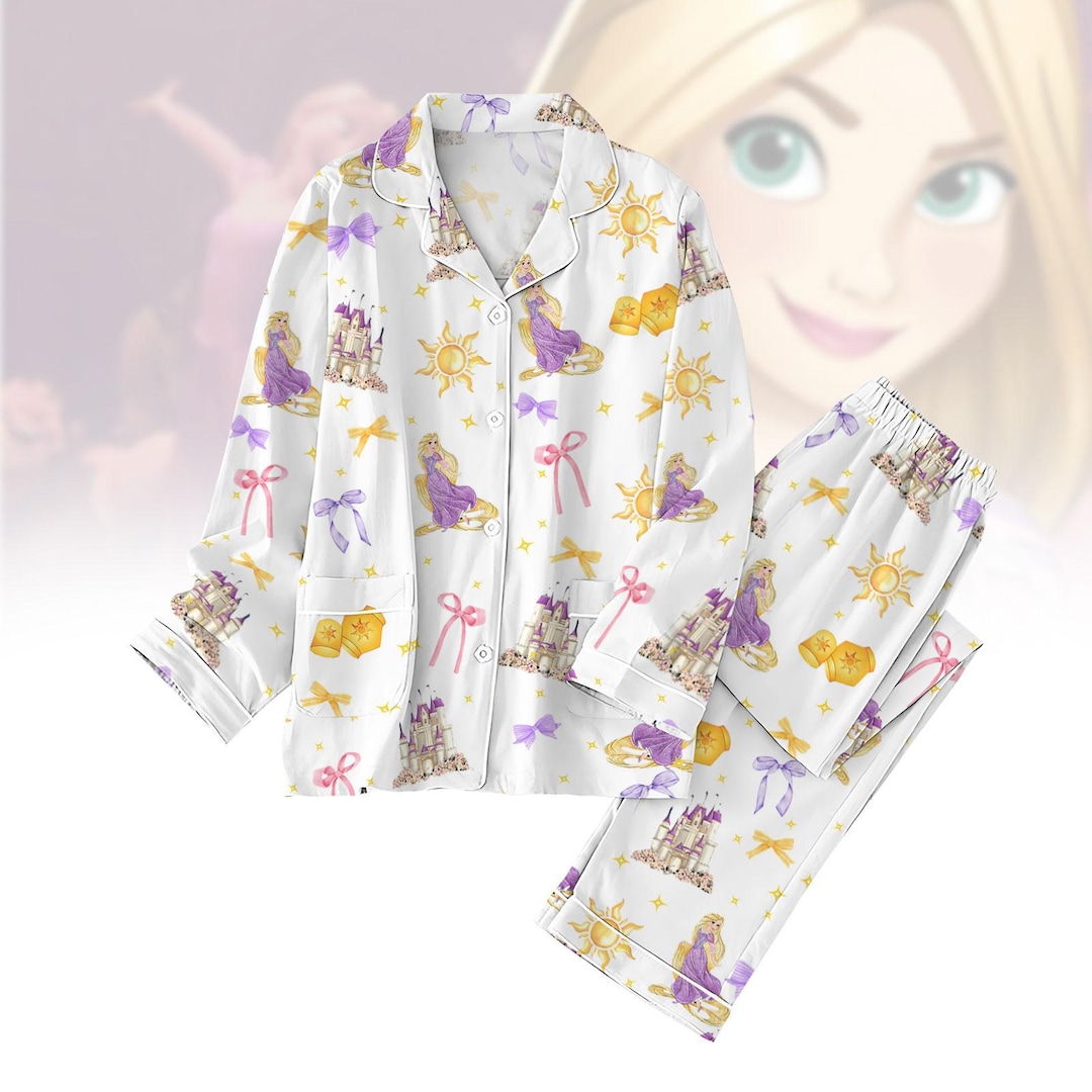Rapunzel Tangled Pajamas Set, Disney Princess Holiday Pajamas, Coquette ...