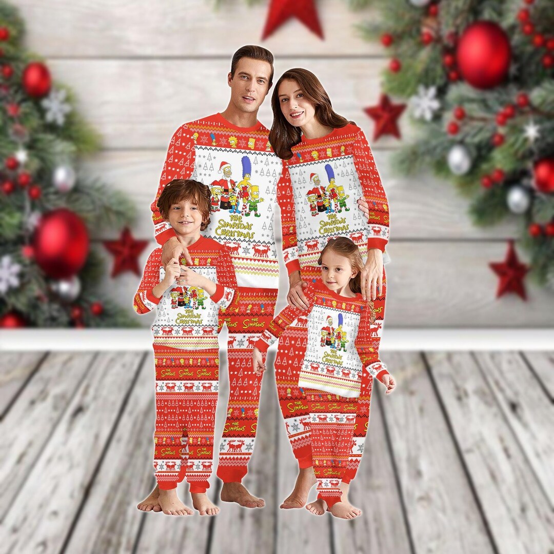 The Simpsons Family Pajamas Set, Disney Family Holiday Pajamas, Homer ...