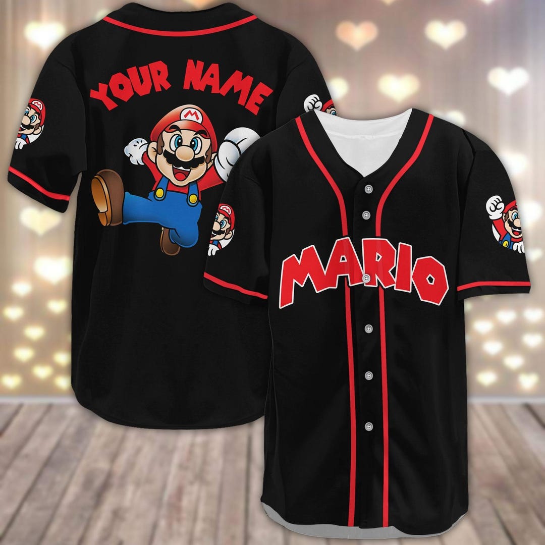 Custom Super Mario Baseball Jersey, Mario Bros Jersey Men, Team Jersey ...