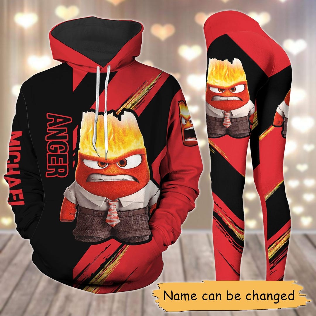Custom Inside Out Anger Hoodies, Disney Emotions Leggings for Girl ...