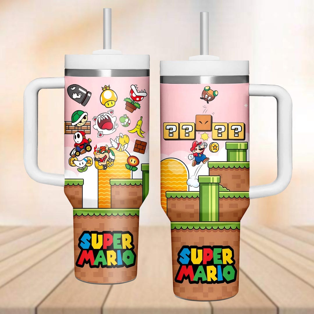 Super Mario Tumbler 40oz, Mario Bros Luigi Bowser Insulated Tumbler ...