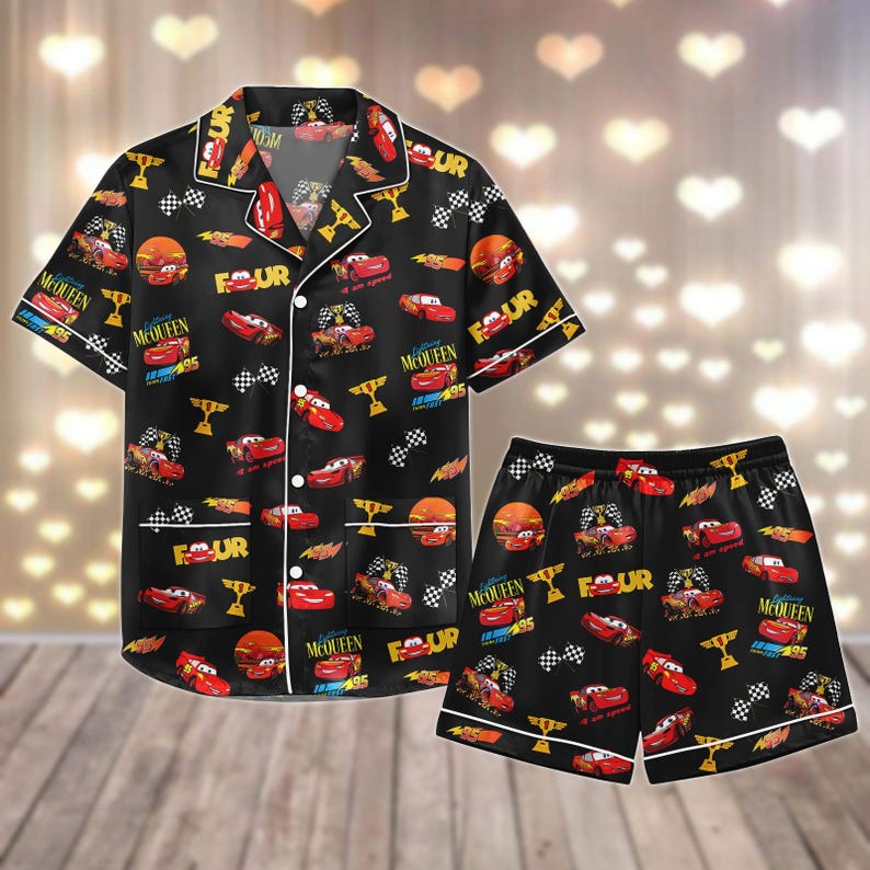 Lightning Mcqueen Satin Pajamas Set, Disney Cars Women Pajamas ...