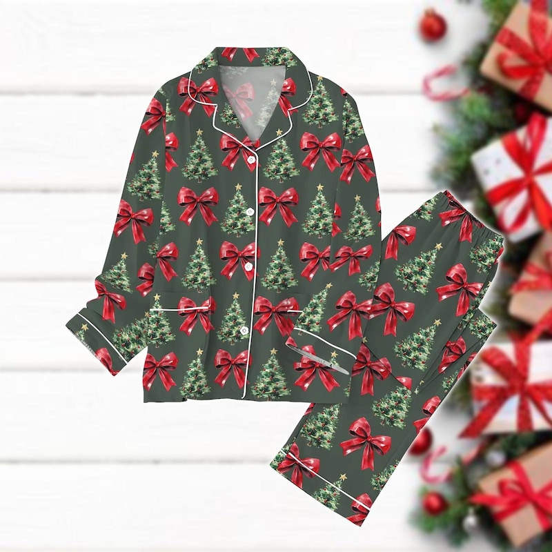 Christmas Bow Pajamas - Etsy