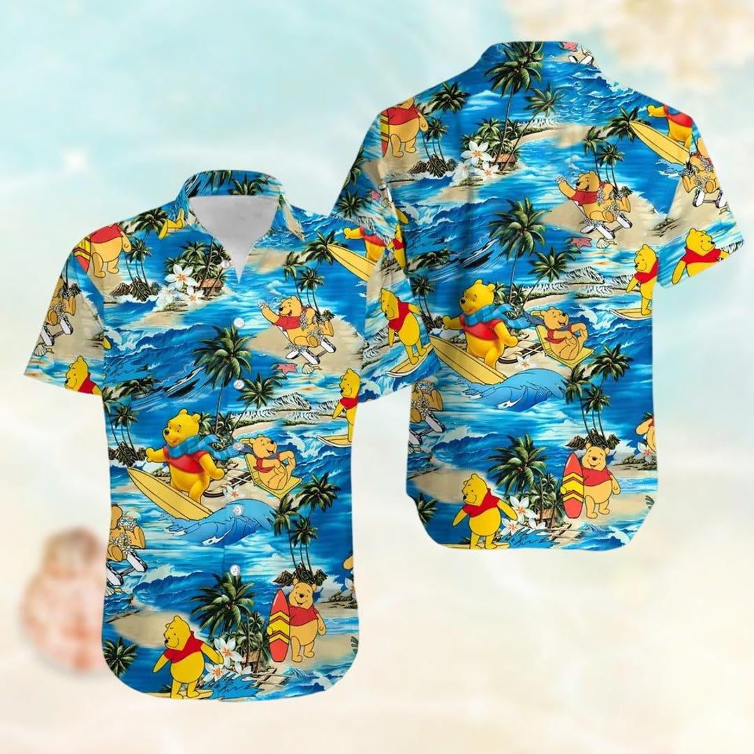 Winnie the Pooh Hawaiian Shirt, Pooh Button up Shirt, Disney Bear Aloha ...