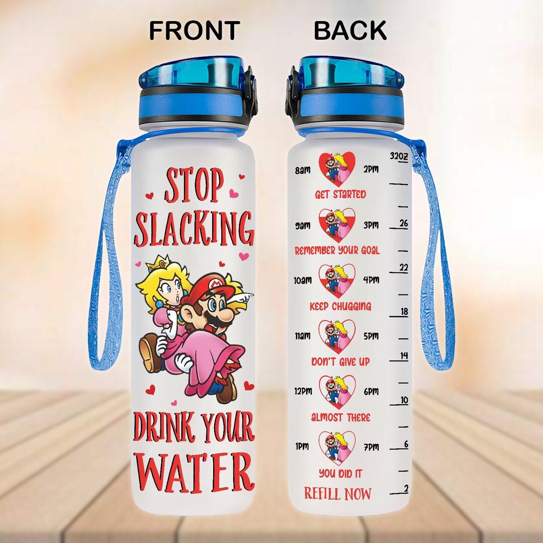 Super Mario Water Tracker Bottle, Mario and Princess Peach Water Bottle ...