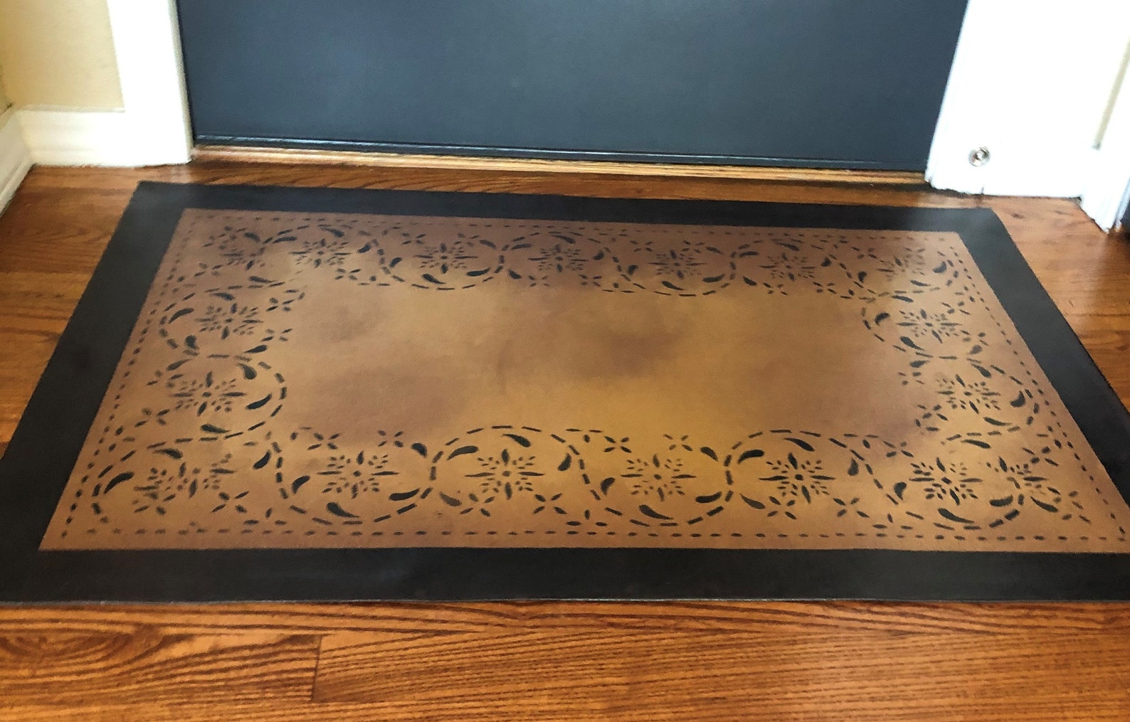 Early American Floorcloth Area Rug. Primitive Floor Cloth. May - Etsy