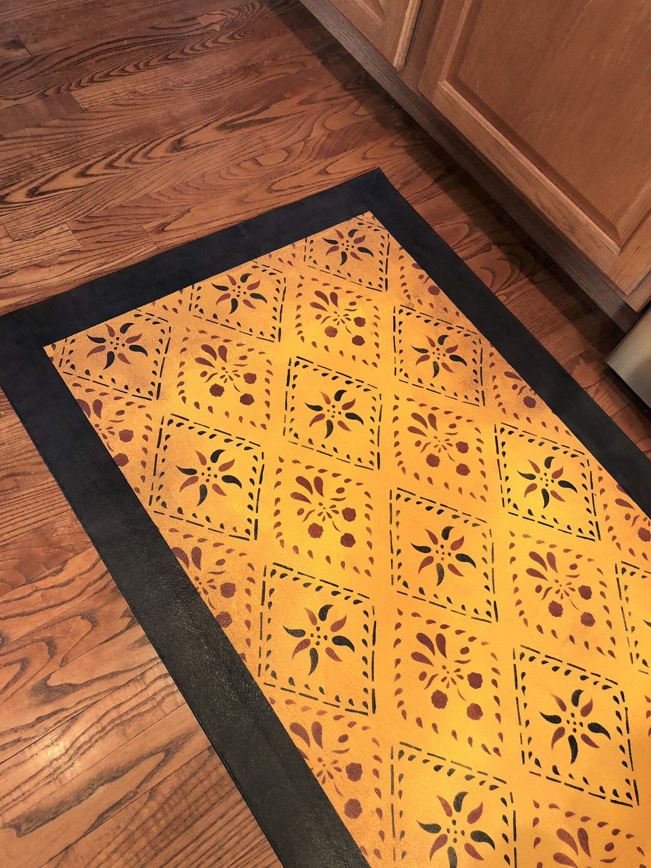 Early American Floor Cloth. Primitive Floorcloth. Painted Folk Art Area Rug Completely Wipeable and Durable. Hand Crafted to Last Etsy