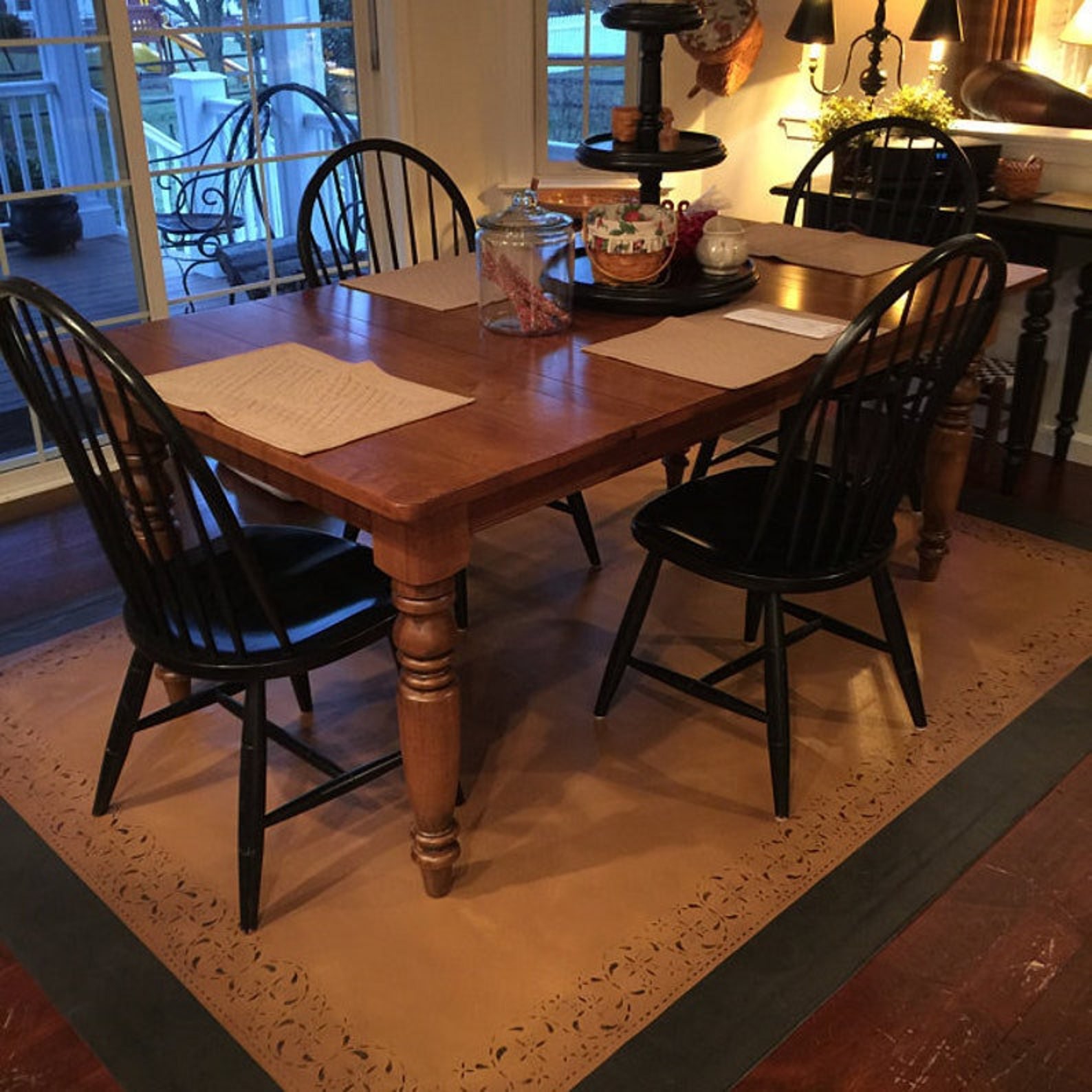 Early American Floorcloth Area Rug. Primitive Floor Cloth. May - Etsy