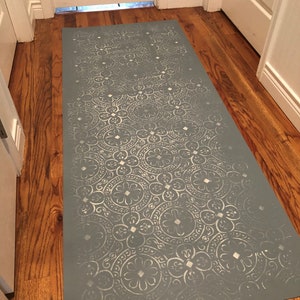 Floorcloth Area Rug in Chalky Blue "prima Donna" Design. Hand Painted ...
