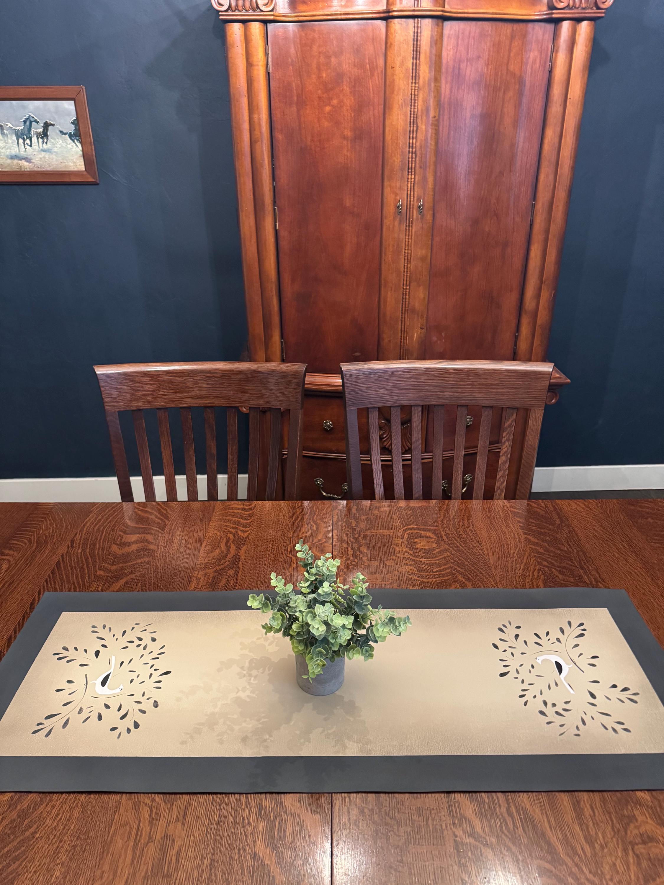 Wipe-able Table Runner, Hand Painted Canvas Runner. Historic Moses ...