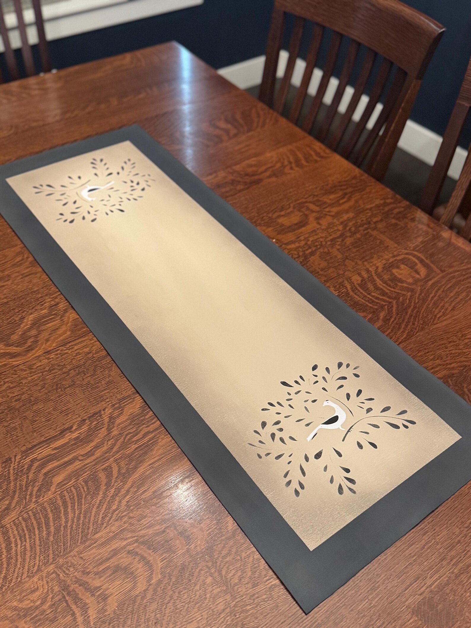 Wipe-able Table Runner, Hand Painted Canvas Runner. Historic Moses ...