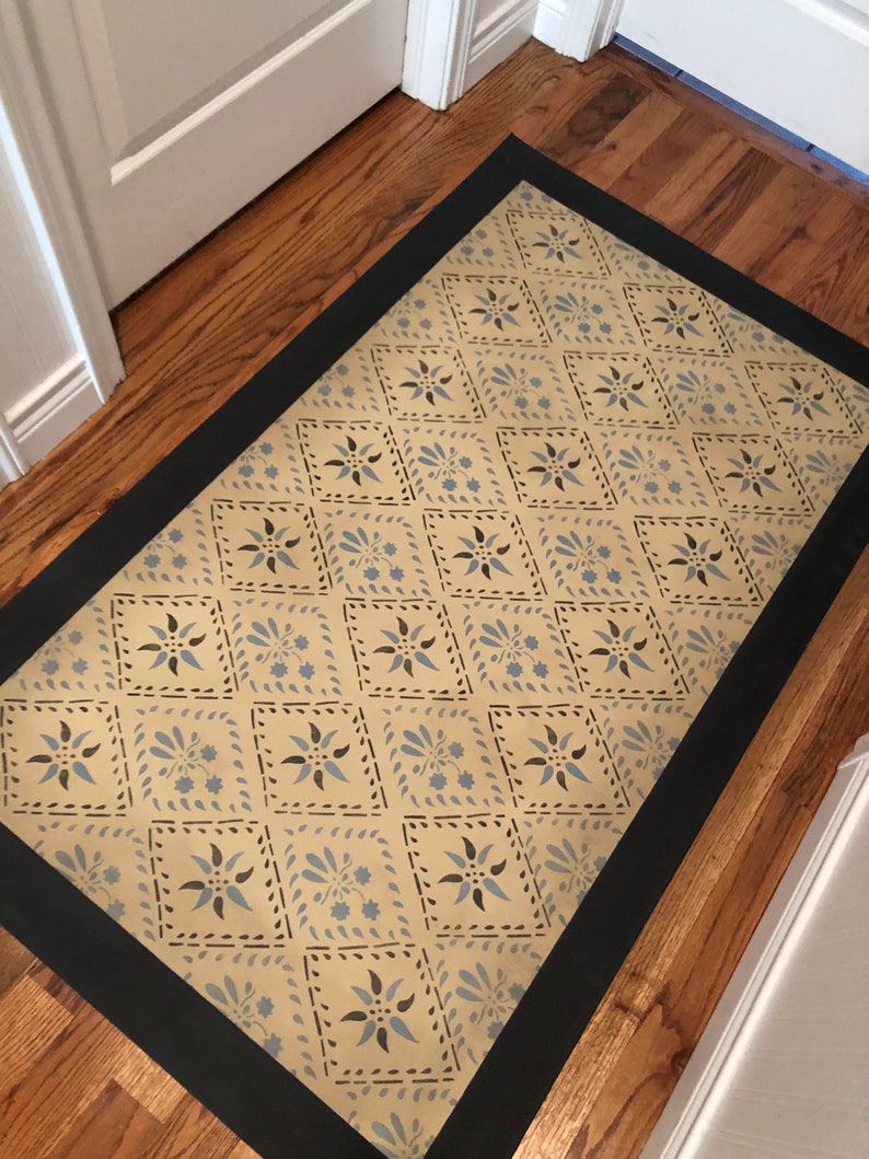 Early American Floorcloth. Primitive Floor Cloth. Folk Art - Etsy