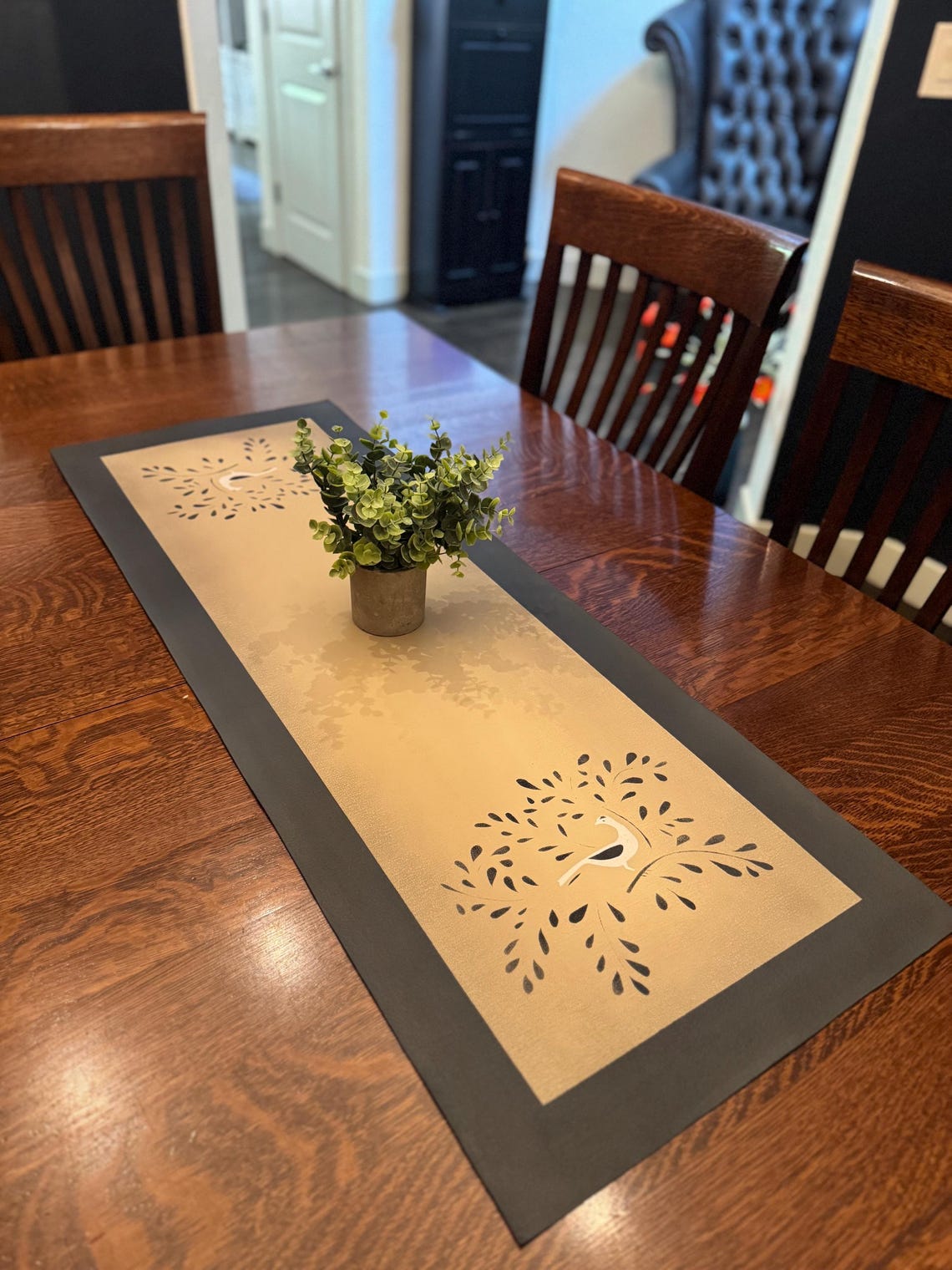 Wipe-able Table Runner, Hand Painted Canvas Runner. Historic Moses ...